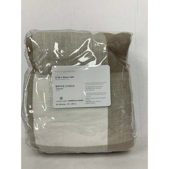 Pottery Barn | Other | Pottery Barn Bryce Check Cotton Rod Pocket ...